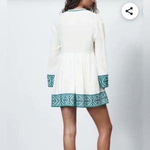 Zara | Dresses | Nwt Zara Embroidery White And Green Bohemian Dress ...